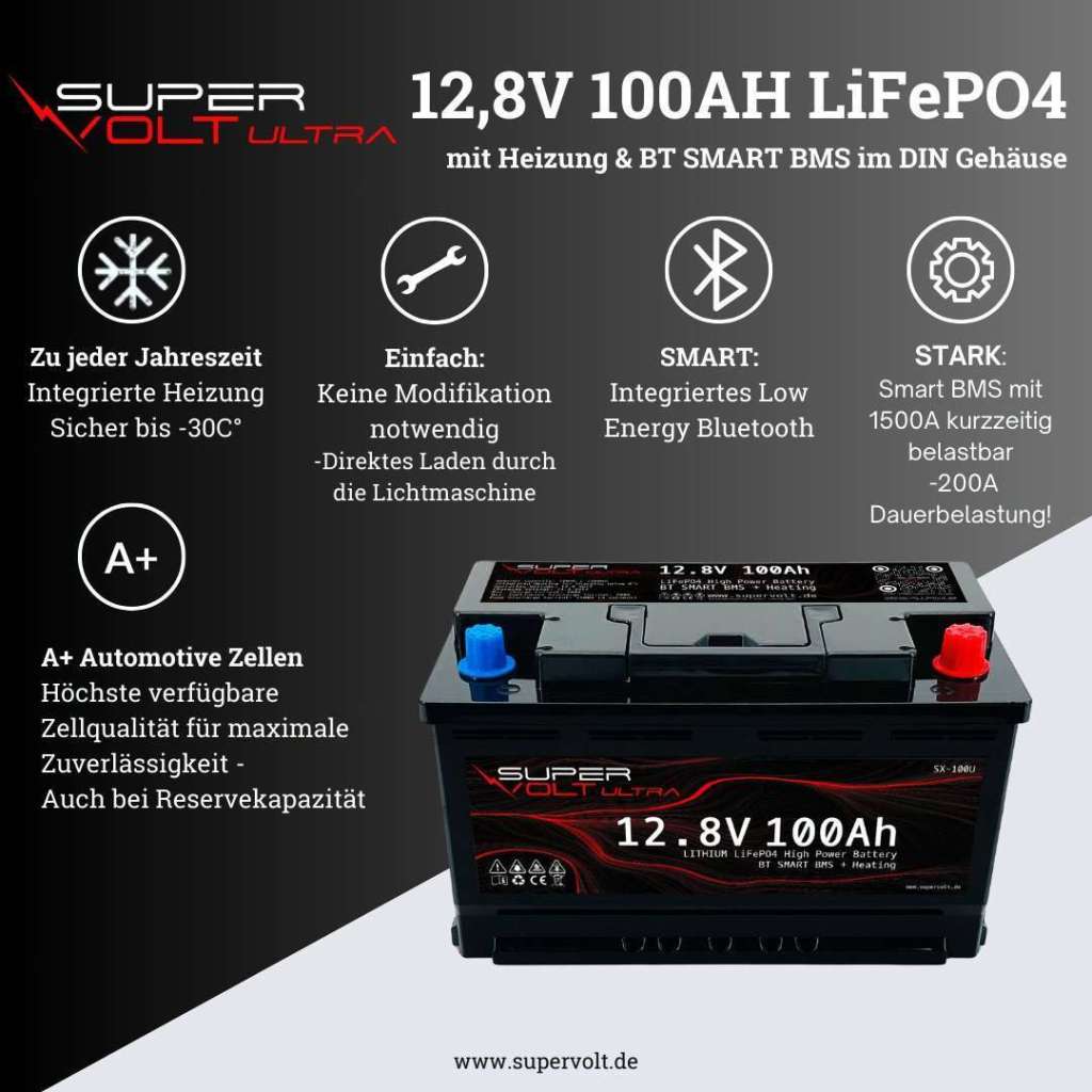 Supervolt 100Ah LifePO4 Lithium Starterbatterie